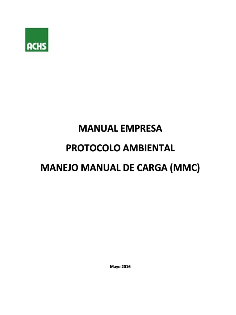 Manual de Implementacion Protocolo Manejo Manual de Carga MMC | PDF | Evaluación | Herramientas