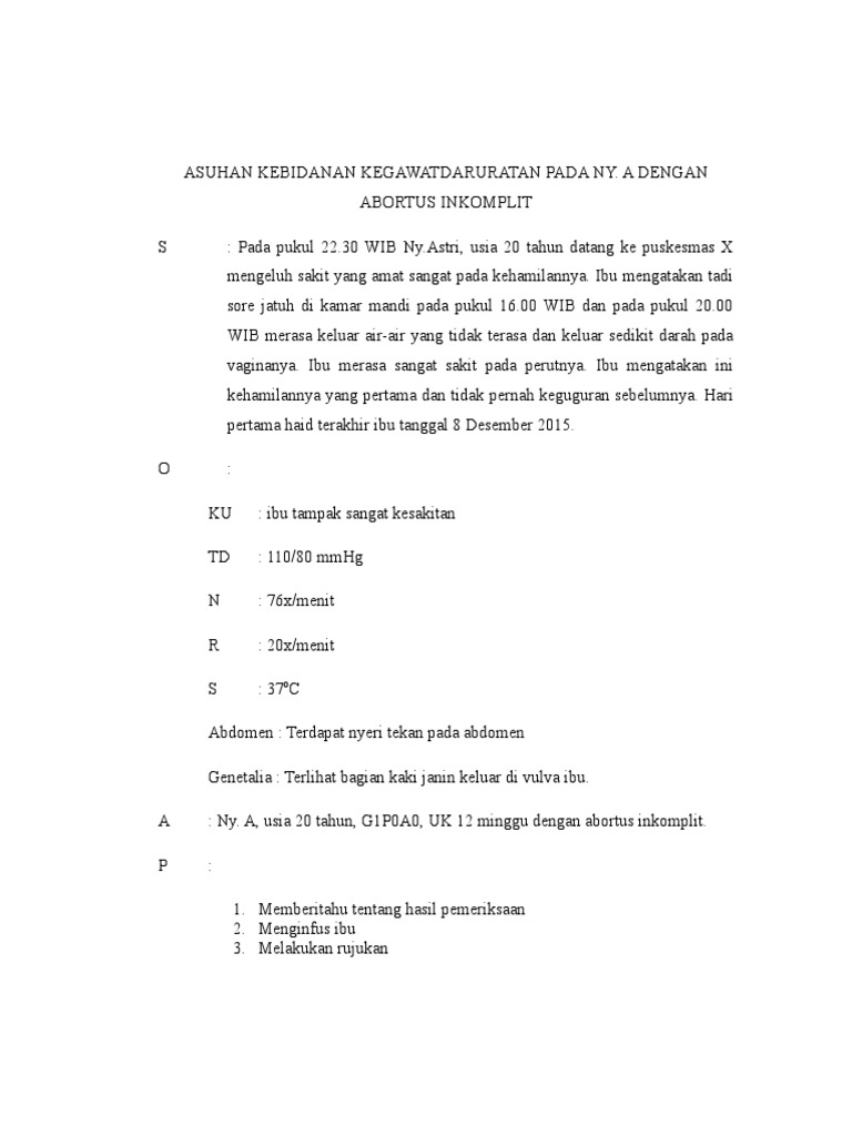 Penanganan Abortus Inkomplit pada Ny. A | PDF