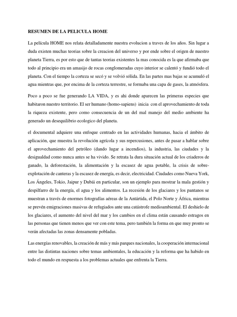 Resumen de La Pelicula Home | PDF | Tierra | Entorno natural
