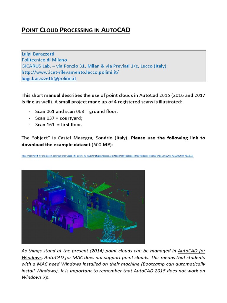 Point Cloud AutoCAD | PDF | Auto Cad | Microsoft Windows