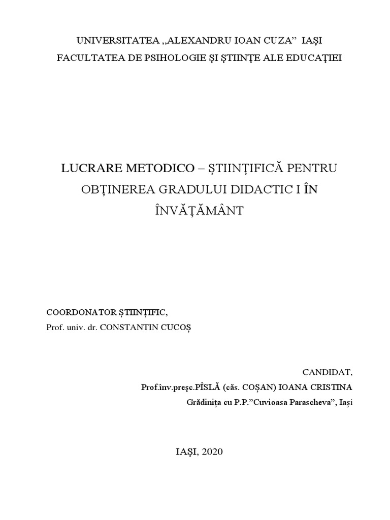 Lucrare de Gradul 1 | PDF