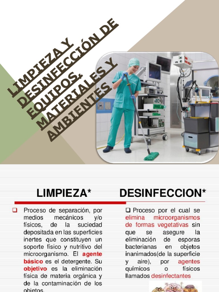 Limpieza y Desinfección de Equipos, Materiales | PDF | Detergente | Cloro