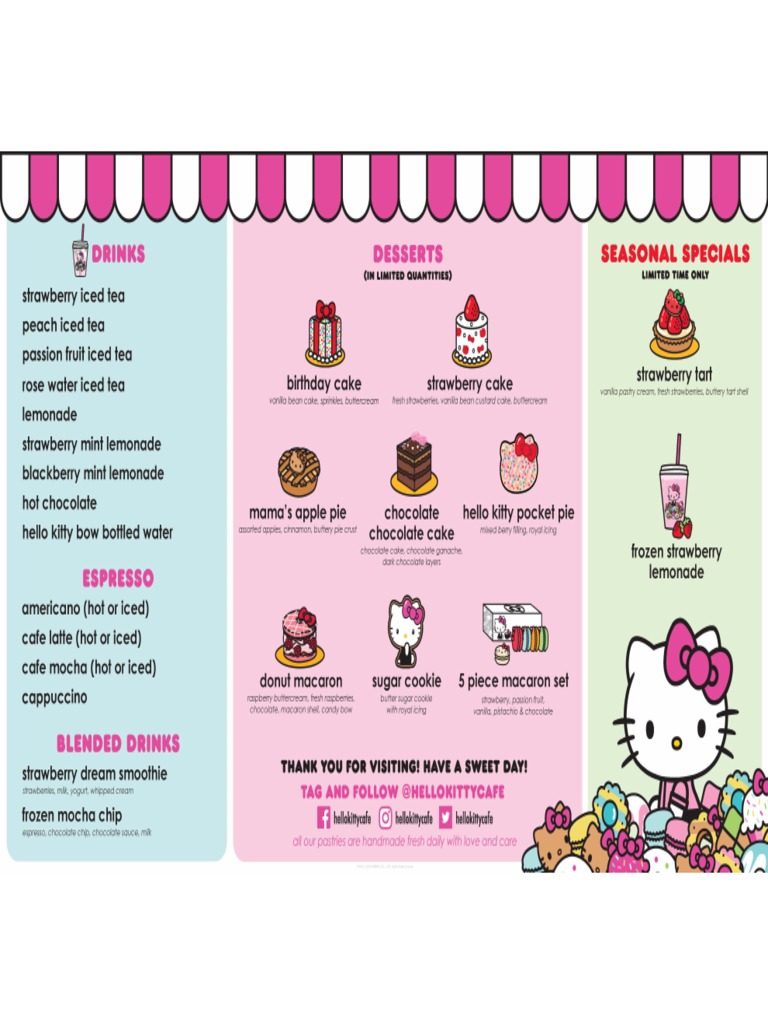 Menu For Hello Kitty Cafe - San Jose | PDF