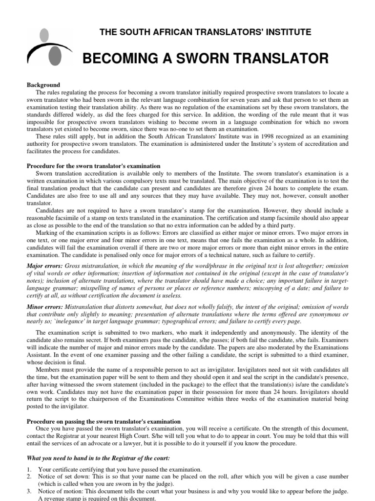 Guide to Becoming a Sworn Translator | PDF | Translations | Notary Public