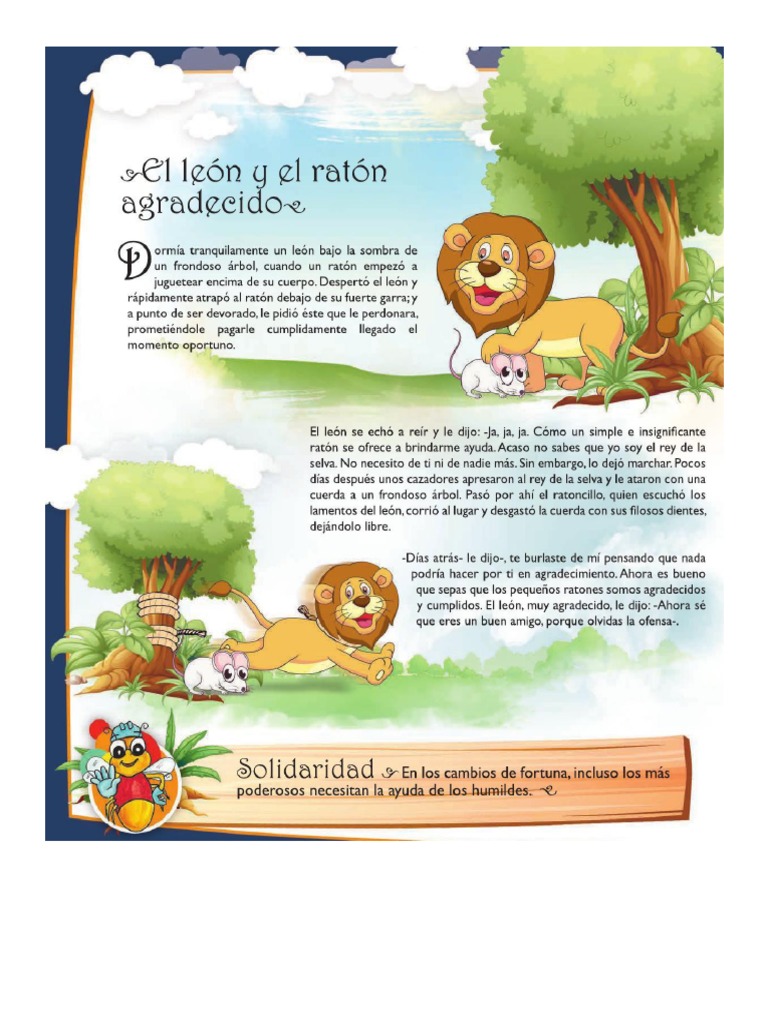 Fábula El León y El Ratón Agradecido | PDF