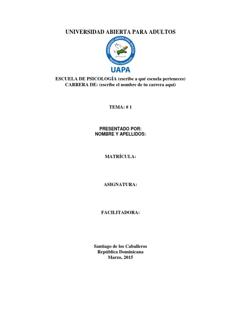 Hoja de Presentación UAPA 2025 | PDF