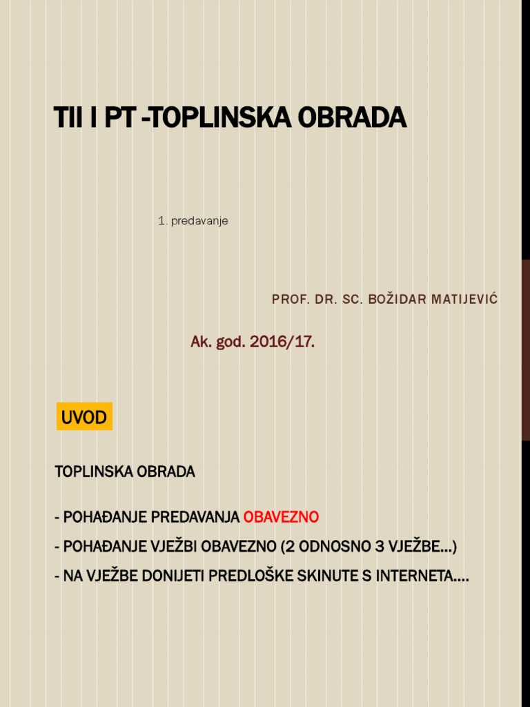 Toplinska Obrada Pred 1 | PDF