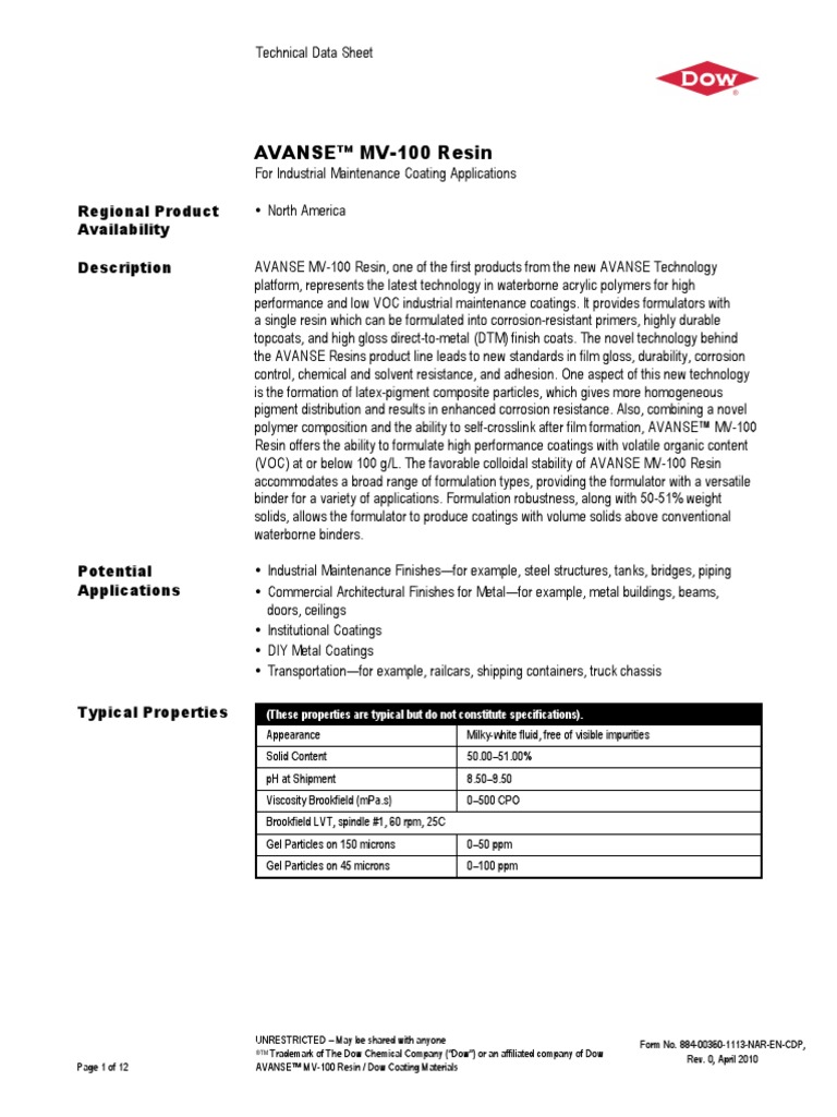 FT Avanse MV-100 | PDF | Paint | Materials