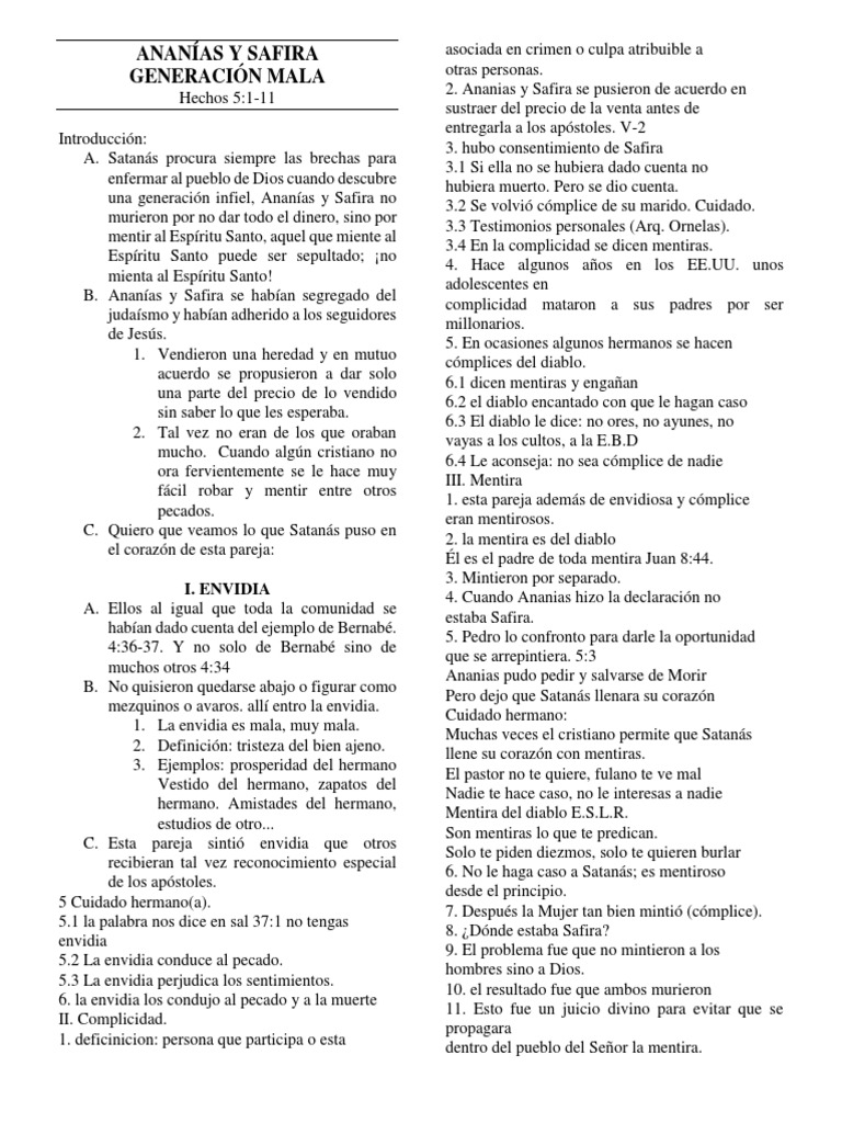 Ananías y Safira | PDF | Envidia | Diablo