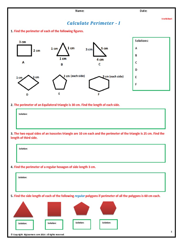 Calculate-Perimeter 4th Grade | PDF