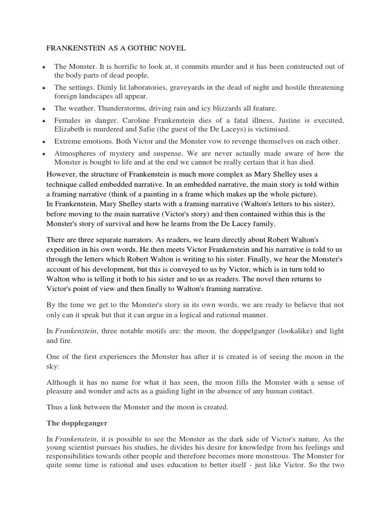 Frankenstein As A Gothic Novel | PDF | Frankenstein | Paradise Lost