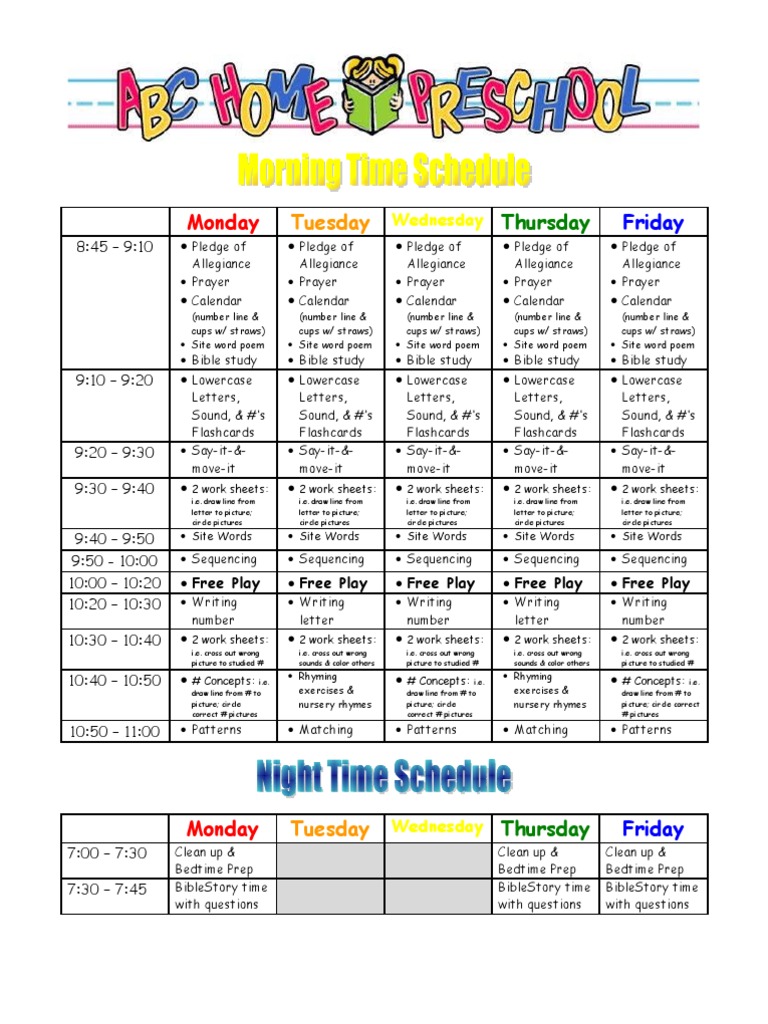 Daily Schedule K5 September | PDF