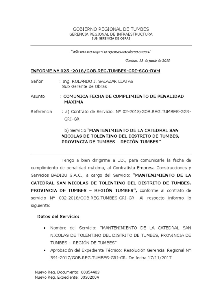 INFORME #025-2018 Penalidad | PDF | Regulación | Gobierno
