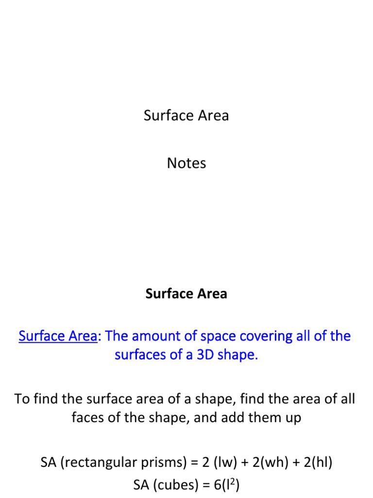 Surface Area Notes | PDF