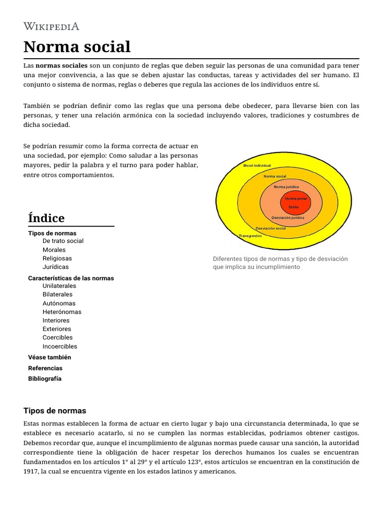 Norma Social - Wikipedia, La Enciclopedia Libre | PDF | Teorías ...