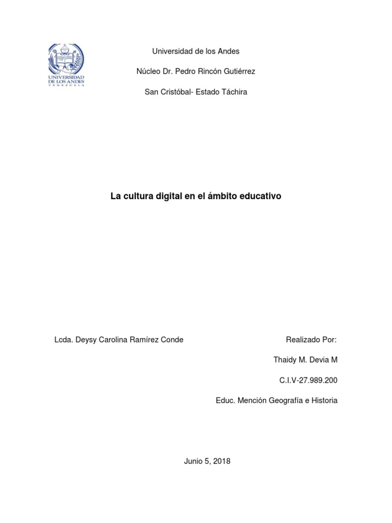 Cultura Digital en la Educación Actual | PDF | Tecnología de ...