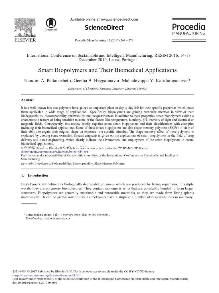 Smart Biopolymers and Their Biomedical Applications | PDF | Tissue ...