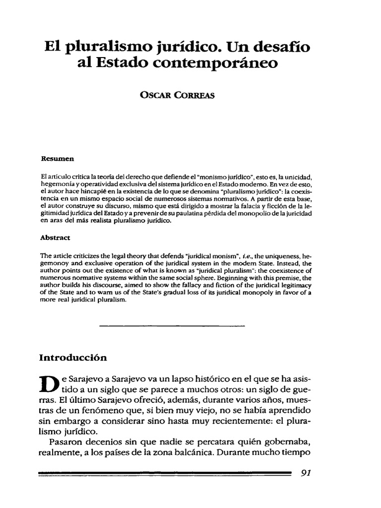 Pluralismo Jurídico y el Estado Moderno | PDF | Ciencias Políticas ...