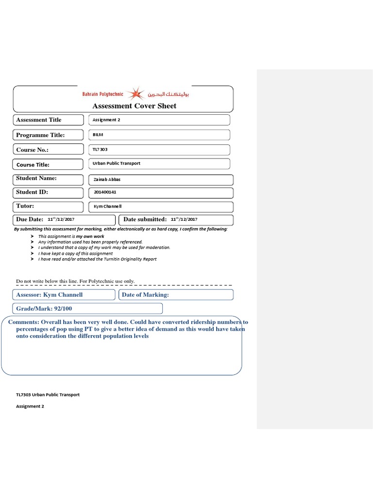Urban Assignment 2 | PDF | Public Transport | Rapid Transit