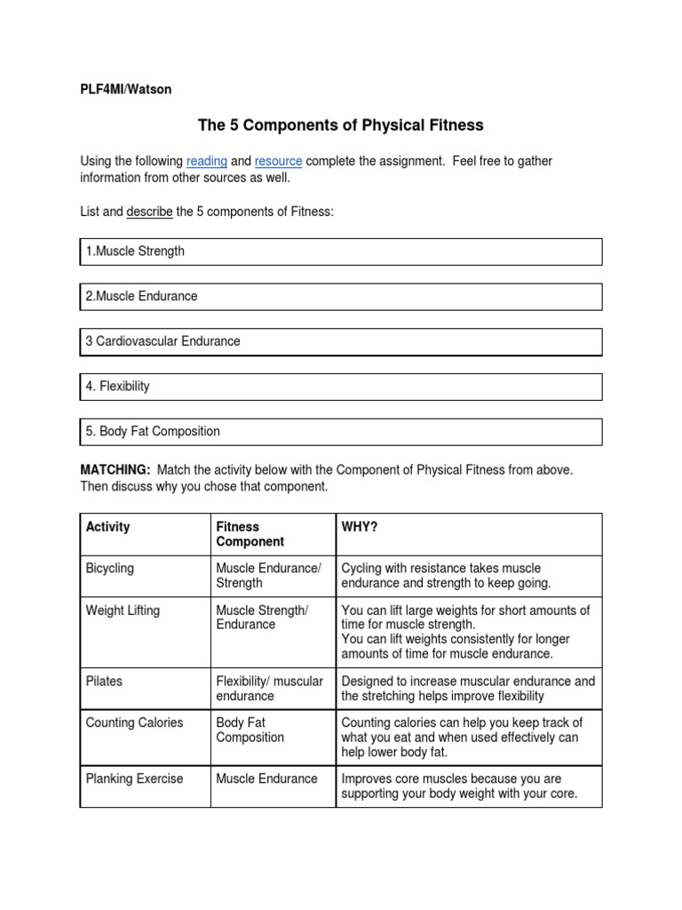 5 Components of Physical Fitness Explained | PDF | Physical Fitness ...