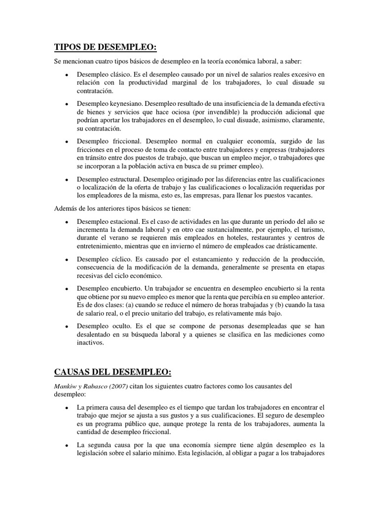 Tipos de Desempleo | PDF | Desempleo | Ciencias sociales