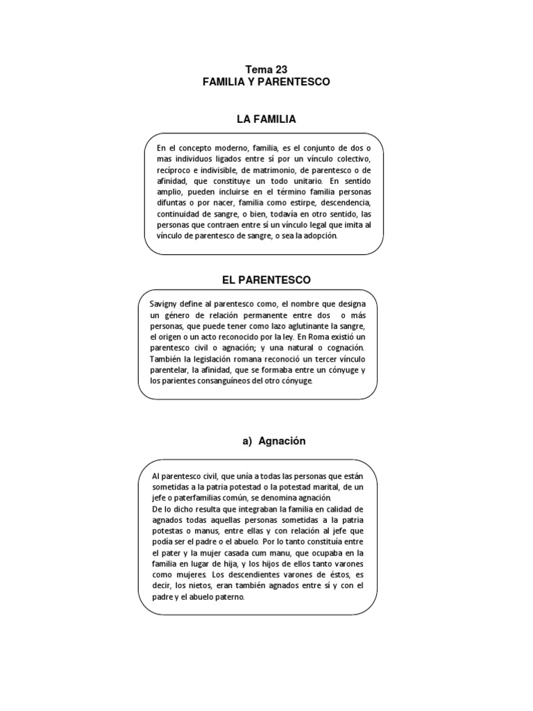 Agnación y Patria Potestad en Roma | PDF | Parentesco | Herencia