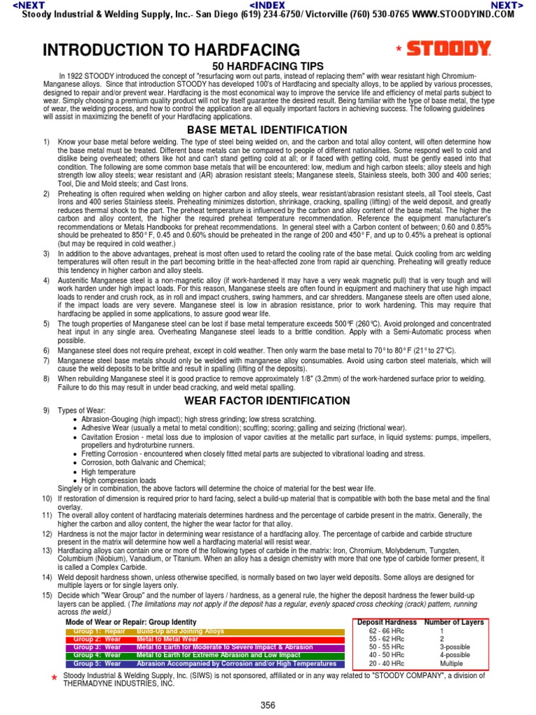 Stoody - Hardfacing Guide | PDF | Welding | Construction