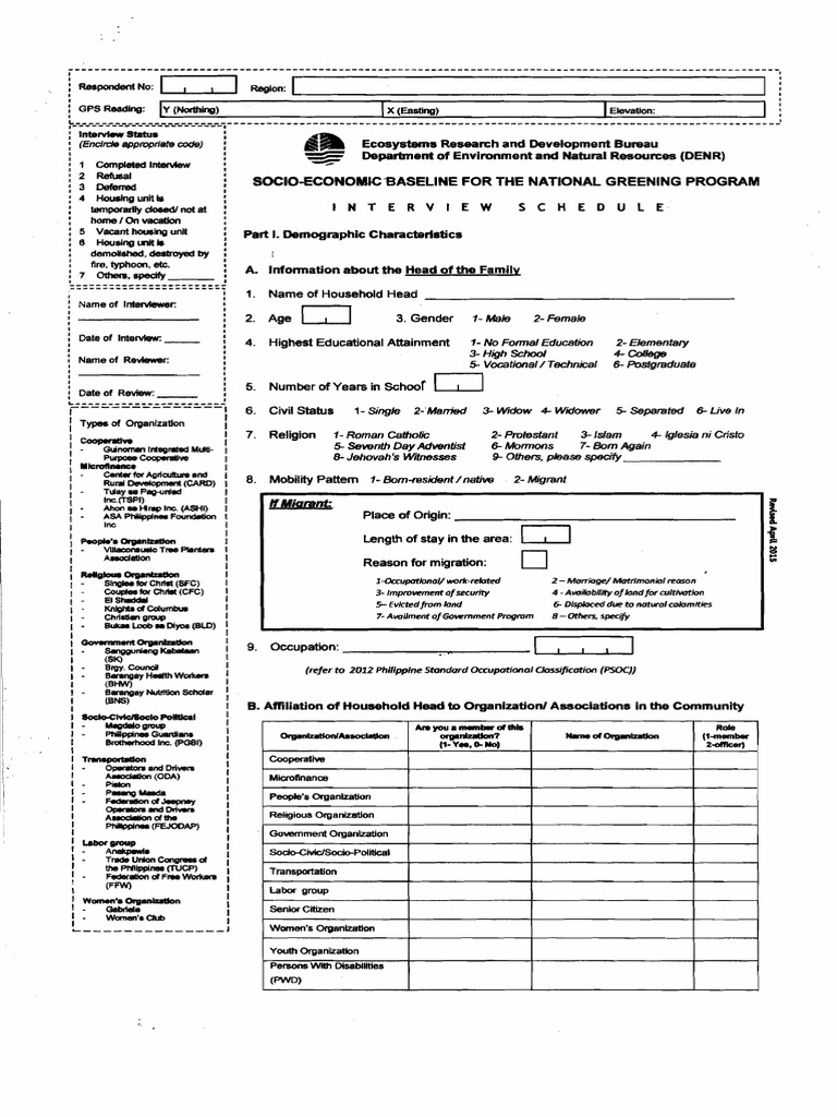 Socio Economic Questionnaire | PDF | Employment | Agriculture