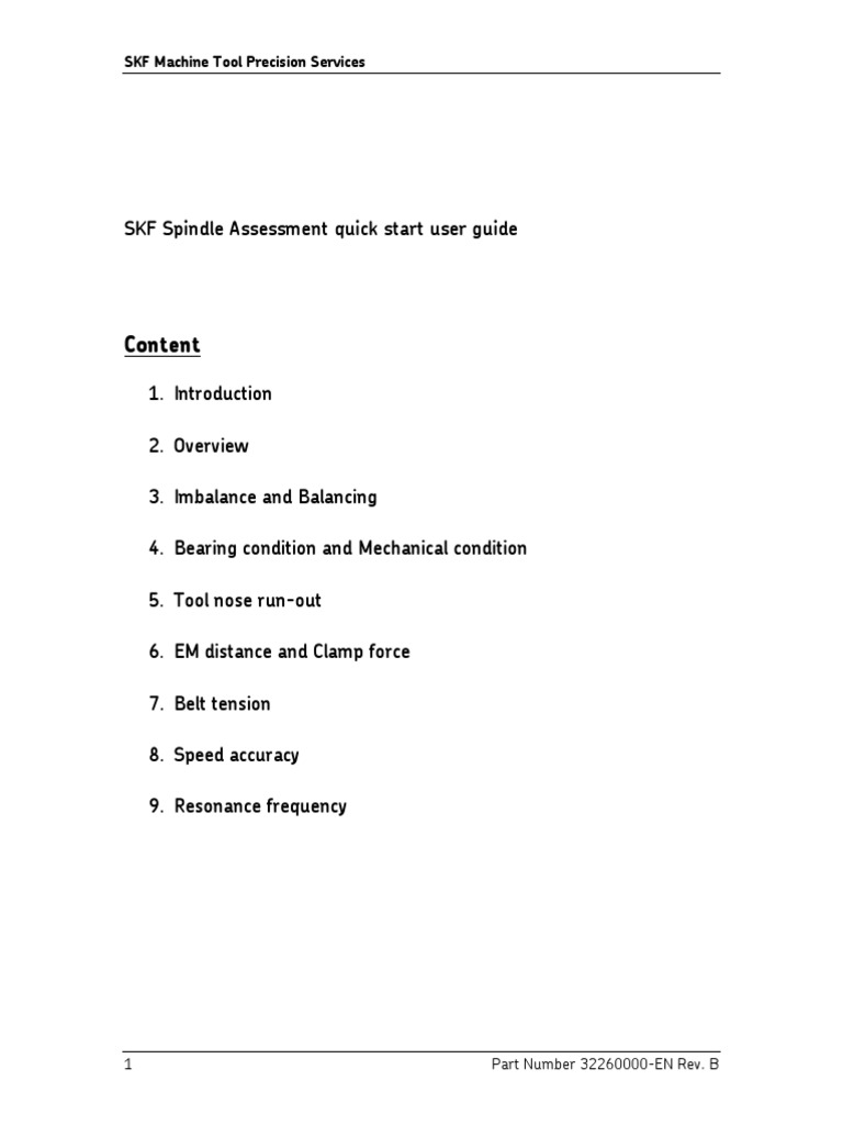 Content: SKF Spindle Assessment Quick Start User Guide | Download Free ...