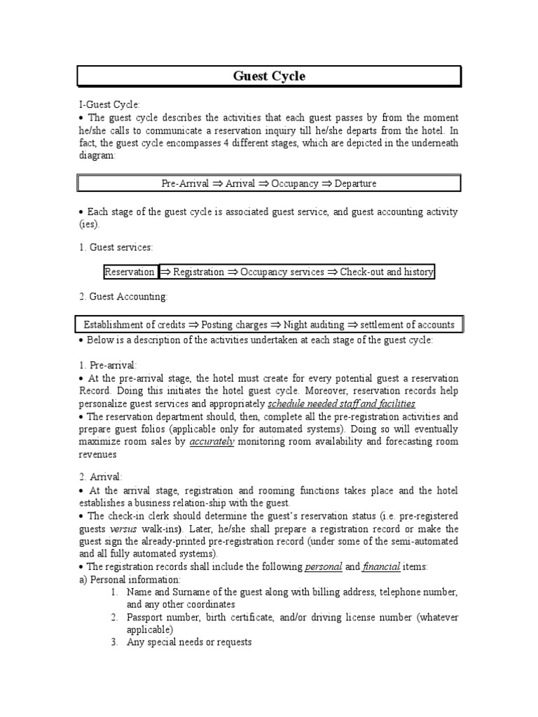 Understanding the Hotel Guest Cycle | PDF | Voucher