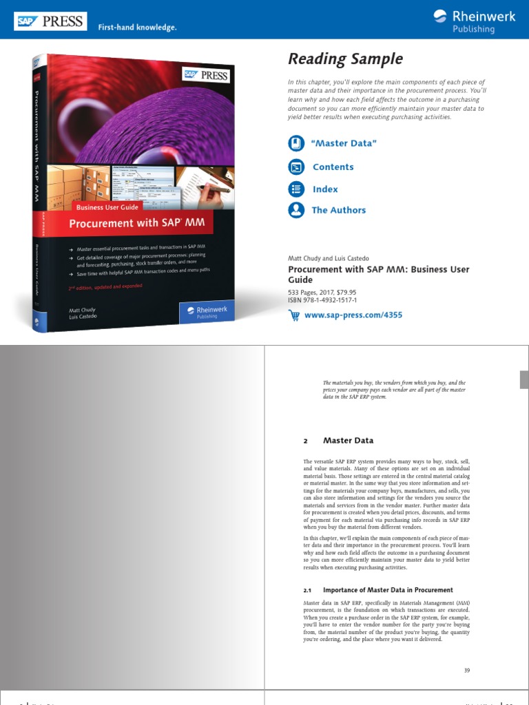 Reading Sample Sappress 1517 Procurement With SAP MM Business User ...