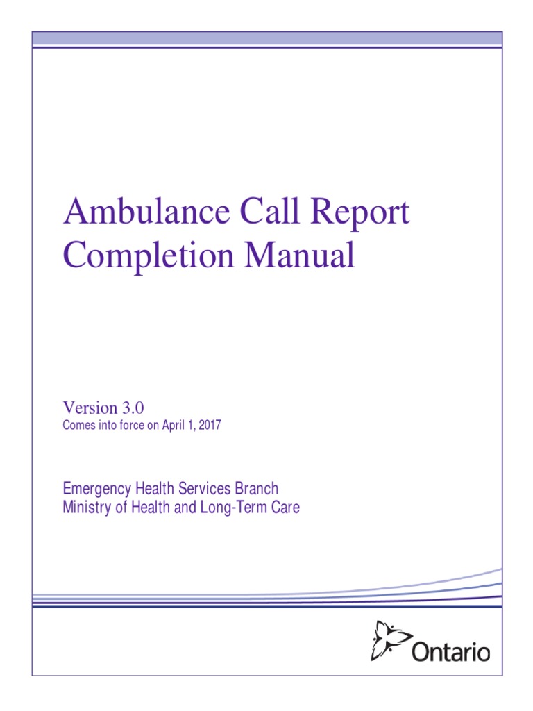 Ambulance Call Report Completion Manual v 3.0 Final | Emergency Medical ...