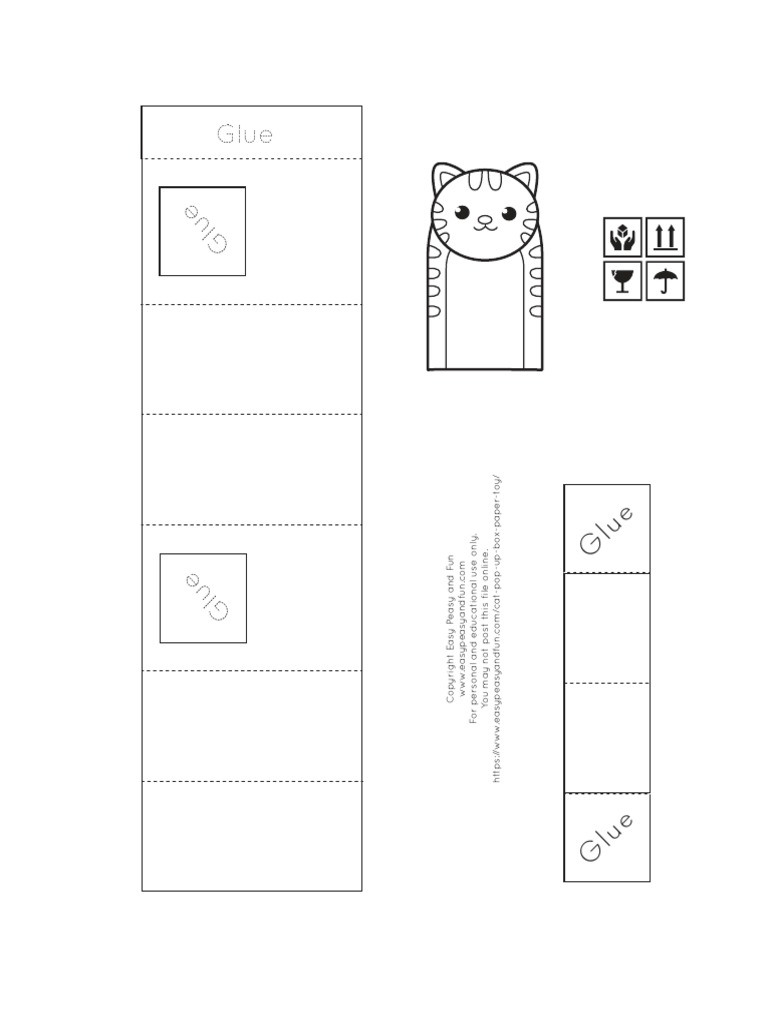 Cat Pop Up Box Paper Craft Templates