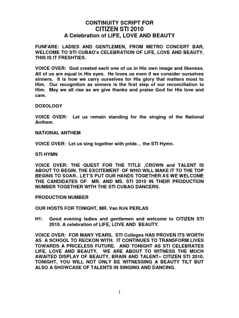 Emcee Welcome Script - dpeasysite