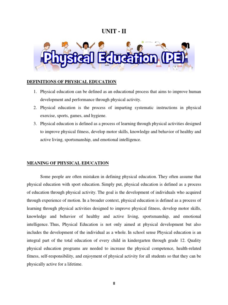 Foundation of Physical Education UNIT 2 | PDF | Physical Education | Goal