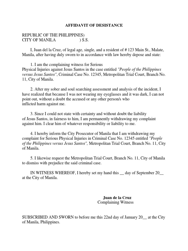 Affidavit of Desistance | PDF
