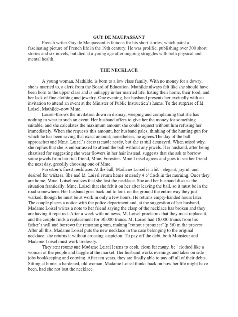 A Costly Mistake: Analysis of Guy de Maupassant's Short Story "The ...