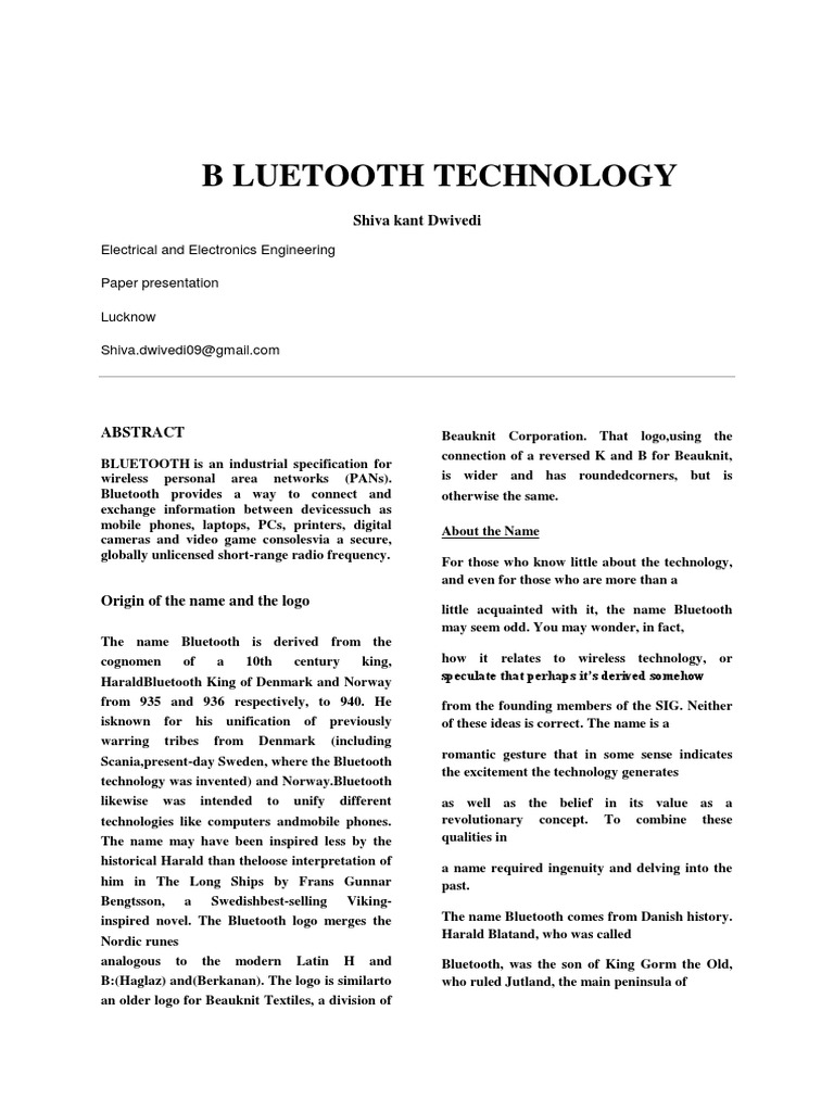 B Luetooth Technology Eee11 | PDF | Bluetooth | Wireless