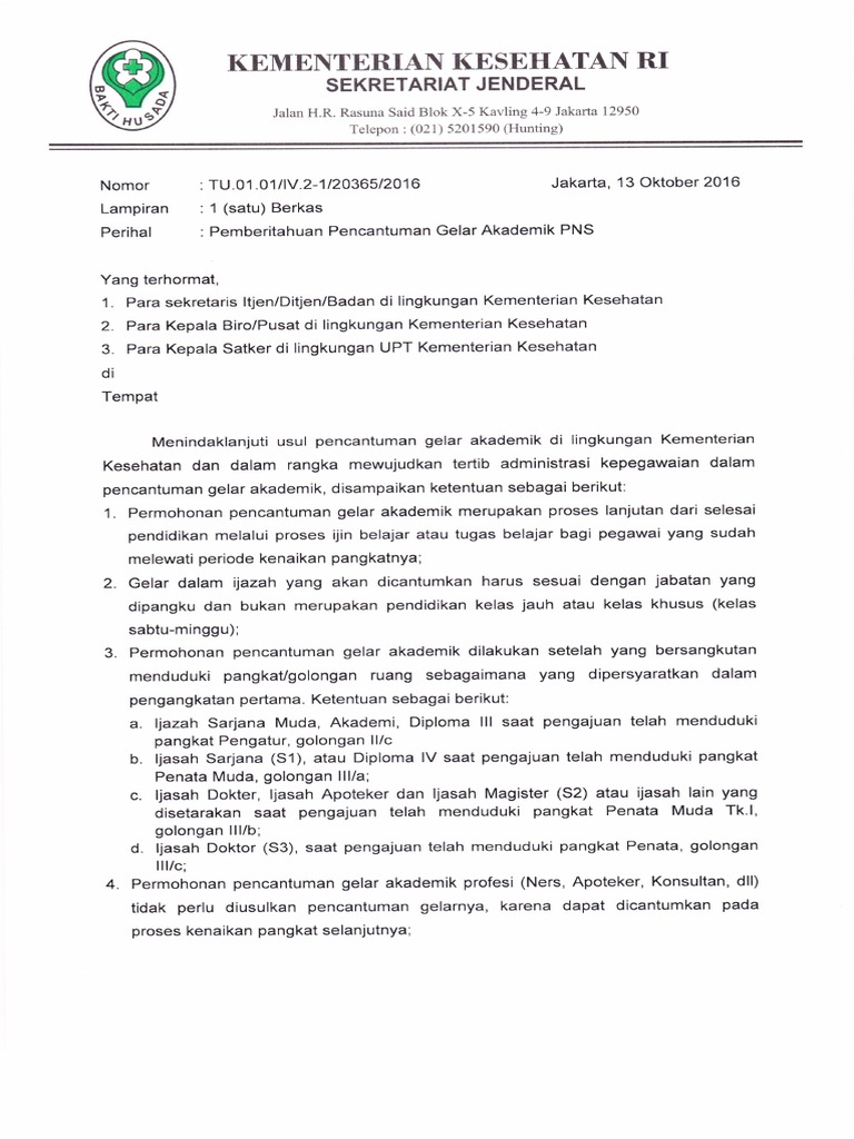 Surat Edaran Pencantuman Gelar | PDF