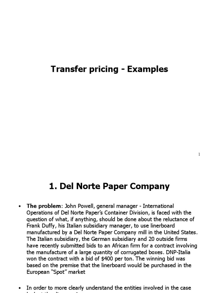 Examples Transfer Pricing | Tax Rate | Taxes