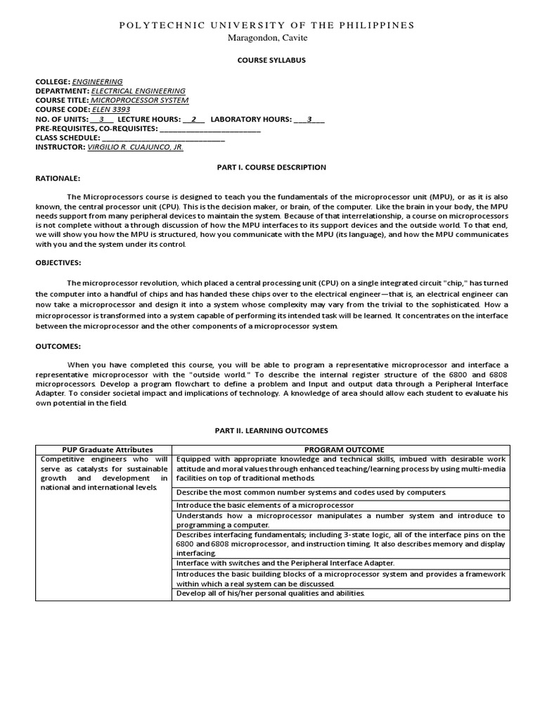 Microprocessor System Syllabus OBE | PDF | Binary Coded Decimal | Microprocessor