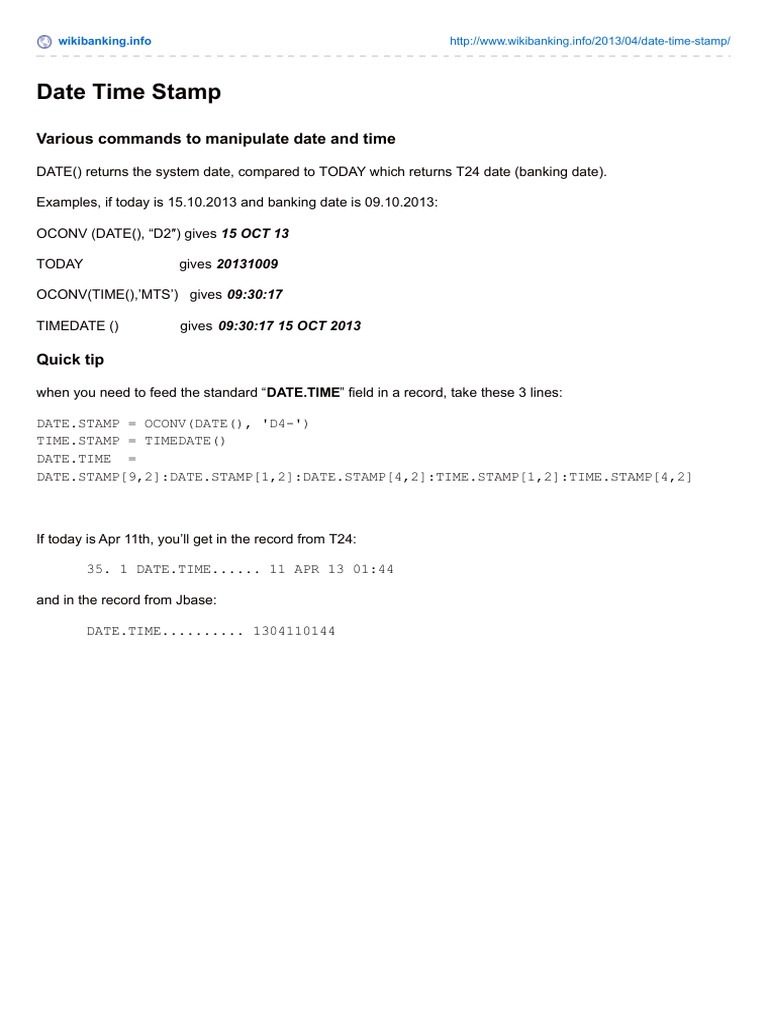 Wikibanking - Info-Date Time Stamp | PDF