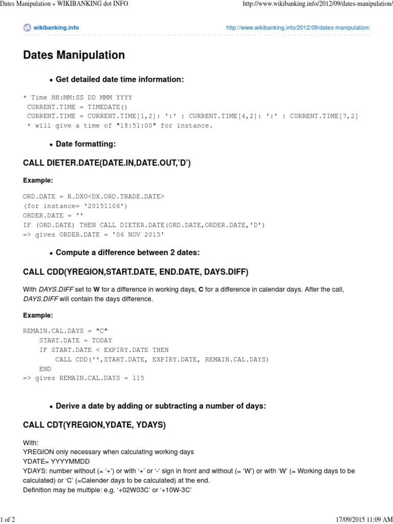 Dates Manipulation Wikibanking Dot Info Pdf Areas Of Computer