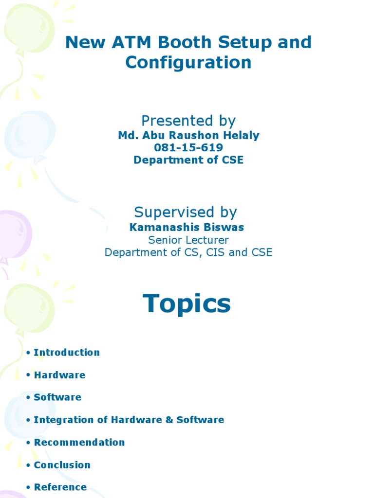 New ATM Booth Setup and Configuration: Presented by | PDF | Computer ...