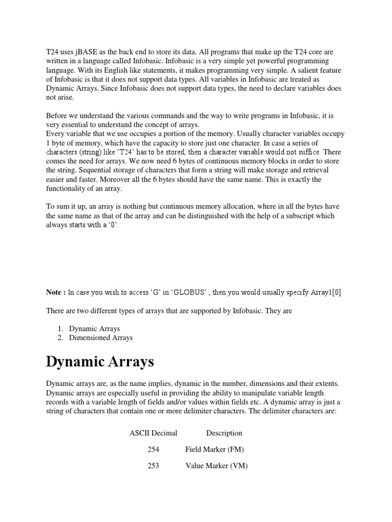 T24 Uses JBASE As The Back End To Store Its Data | PDF | Array Data Structure | Variable ...