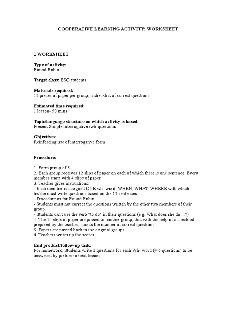 Round Robin Wh-Questions | PDF