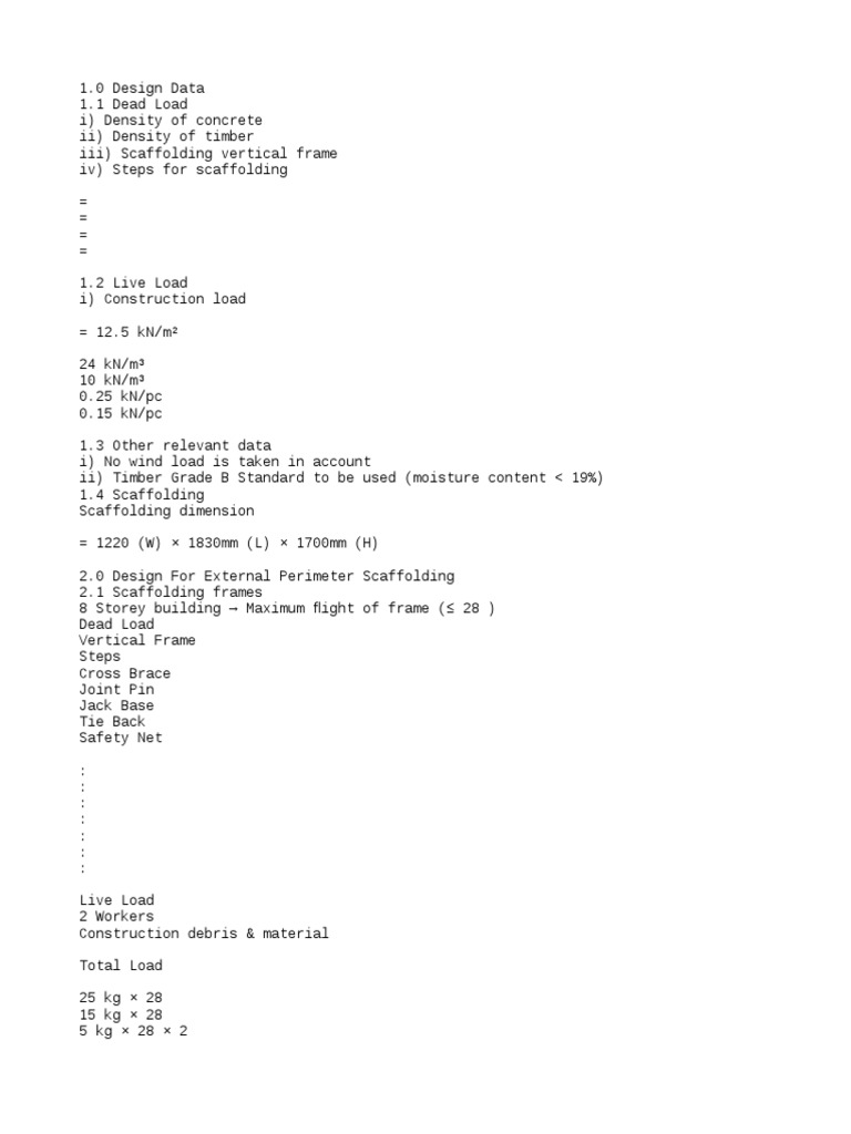 253568332 Design Calculation for Scaffolding | Scaffolding | Beam (Structure)