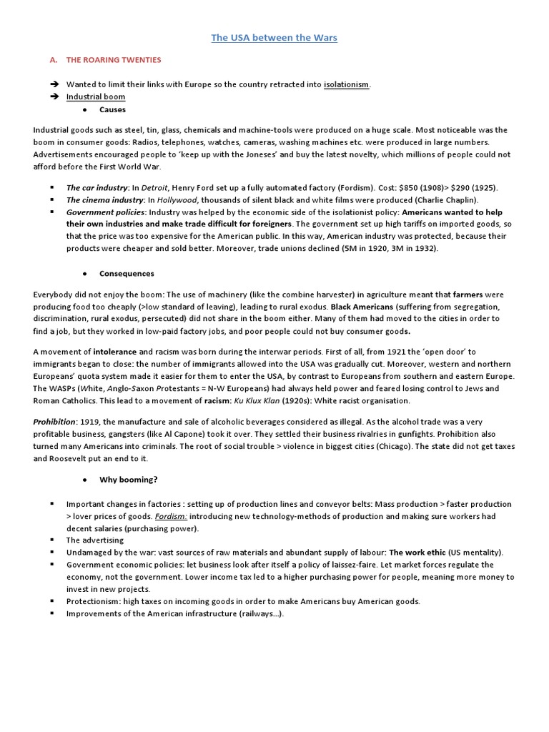 The USA Between The Wars | Download Free PDF | New Deal | Public Works ...