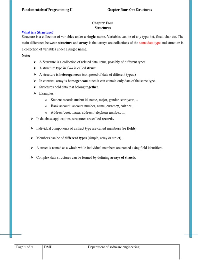 Chapter 4 Structure Edited Pdf Data Type Integer Computer Science