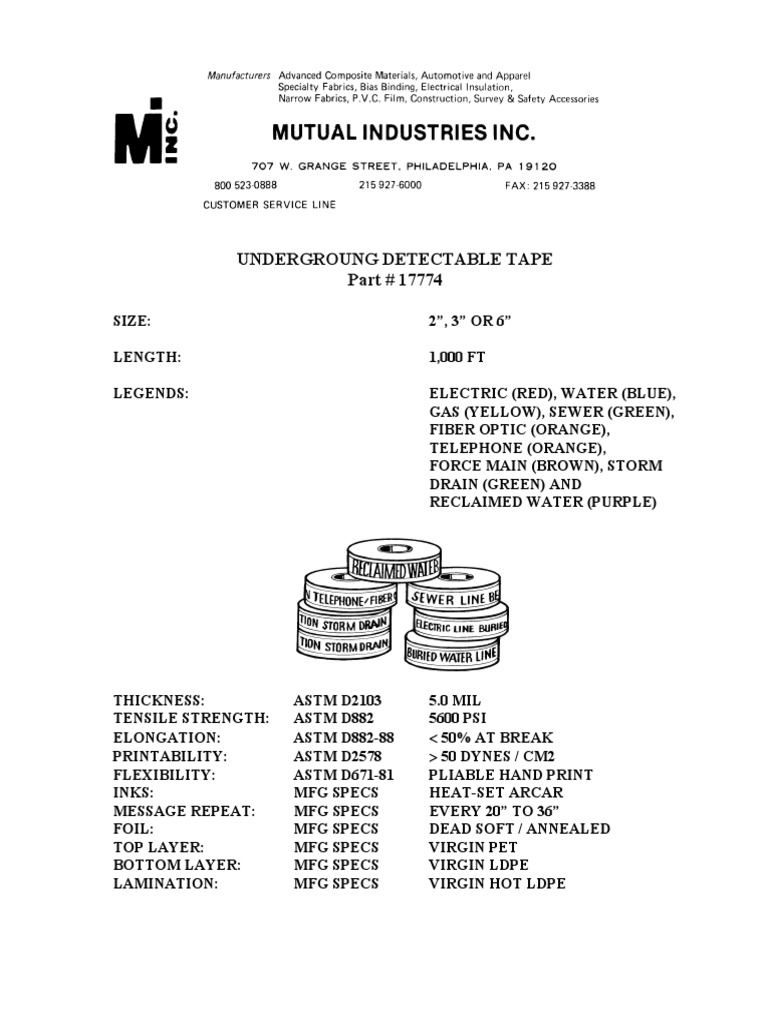 Detect Tape Specs | PDF | Building Materials | Building Engineering